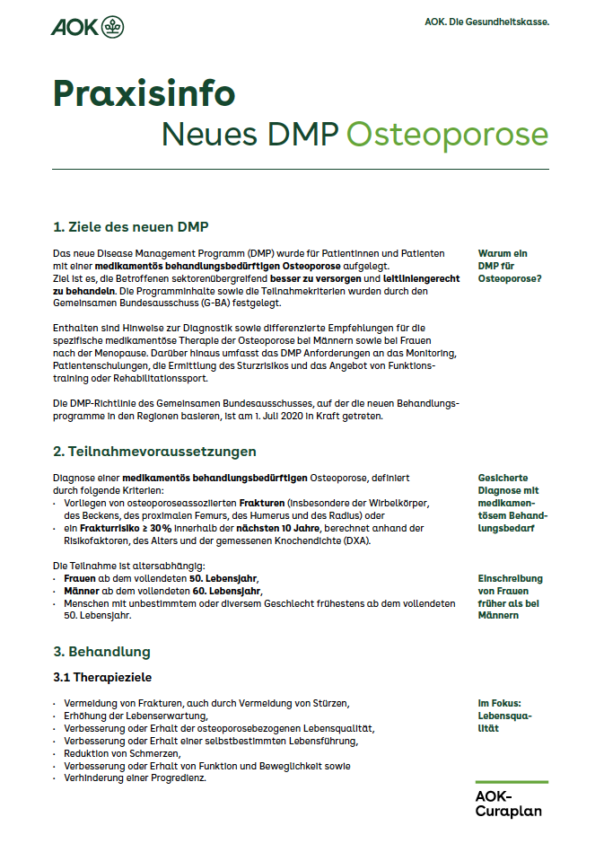 DMP-Osteoporose - Schleswig-Holstein und Westfalen Lippe: AOK Gesundheitspartner